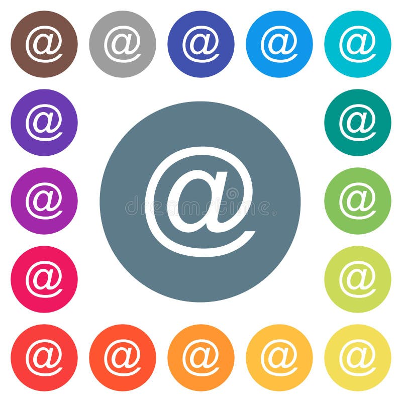 Single Email Symbol Flat White Icons on Round Color Backgrounds Stock ...