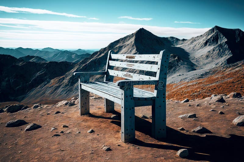 Single Empty Bench in Mountain Standing Oosite High Racing Peaks Stock ...