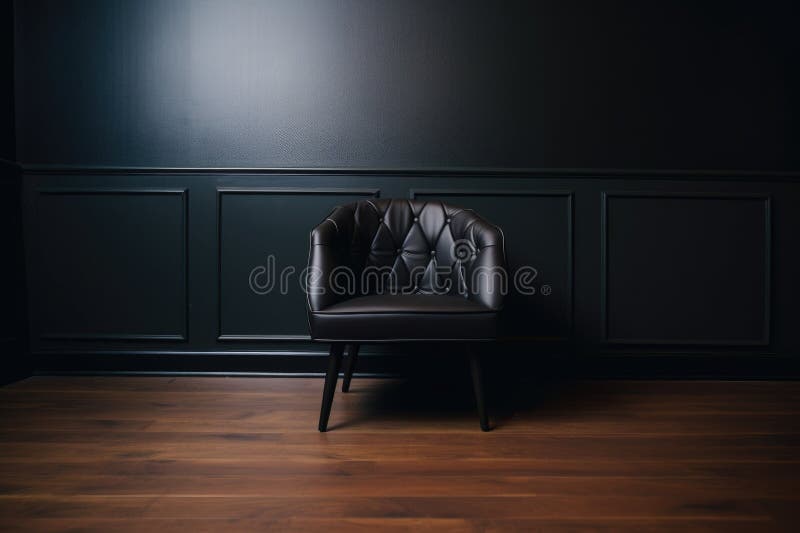 A Single Empty Black Leather Chair in a Room Stock Illustration ...