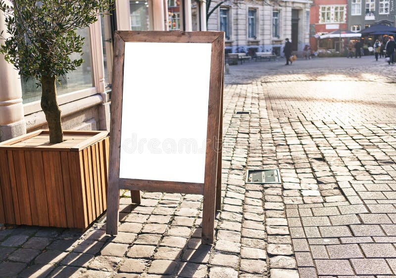 SIngle Empty Blank Banner at Street Stock Photo - Image of advertising ...