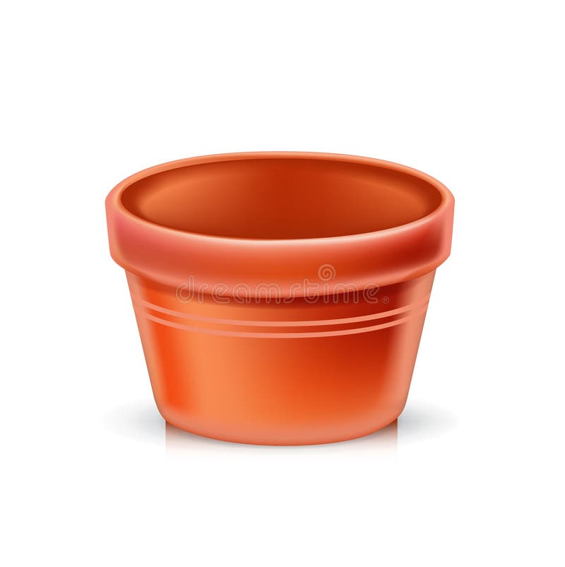 Single Empty Clay Pot Isolated on White Stock Vector - Illustration of ...
