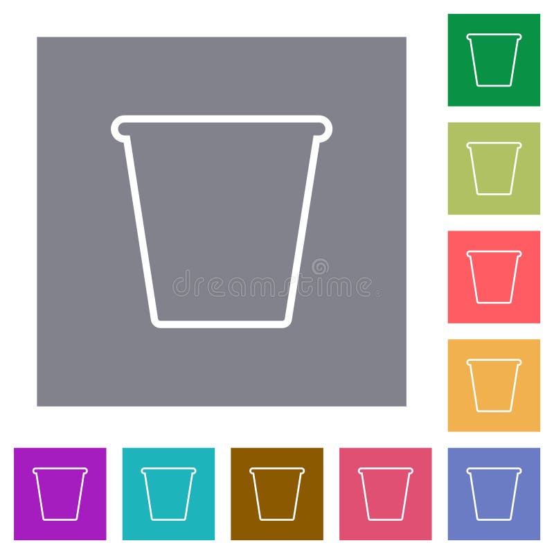 Single Empty Wide Trash Outline Square Flat Multi Colored Icons Stock ...