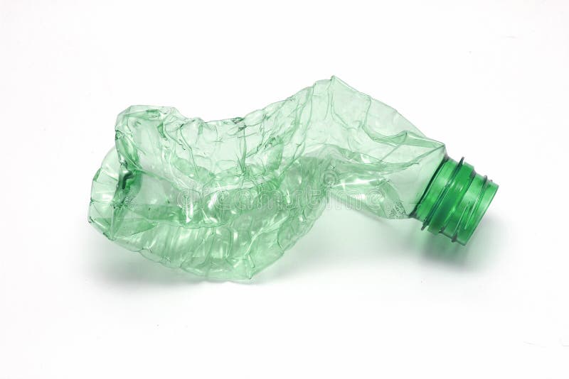 Single Empty Blue Plastic Bottle on White Background. Waste Recycling ...