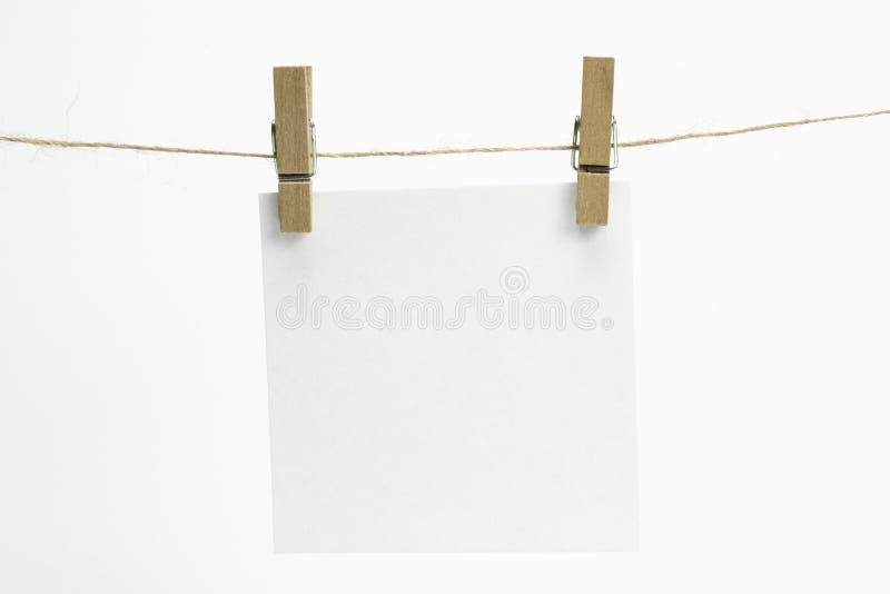 Single Empty Paper Sheet for Notes that Hang on a Rope with Clothespins ...