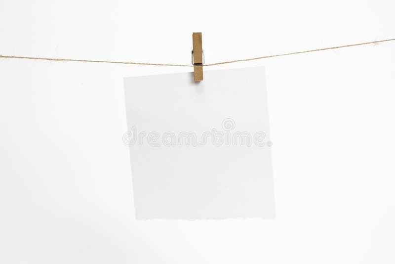 Single Empty Paper Sheet for Notes that Hang on a Rope with Clothespins ...