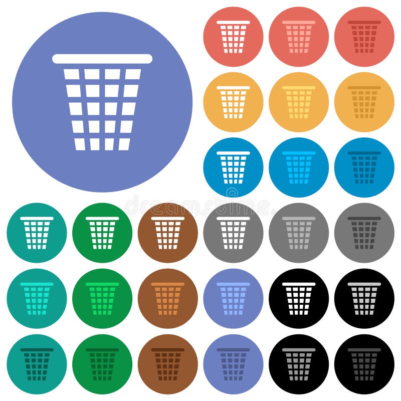 Single Empty Wide Trash Solid Round Flat Multi Colored Icons Stock Vector - Illustration of ...