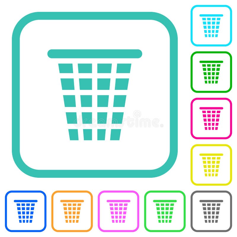 Single Empty Wide Trash Solid Vivid Colored Flat Icons Stock Vector ...