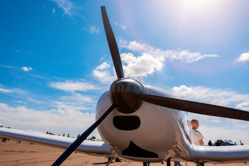 Close-up of Propeller and Engine of an Antique Aircraft Editorial Stock ...