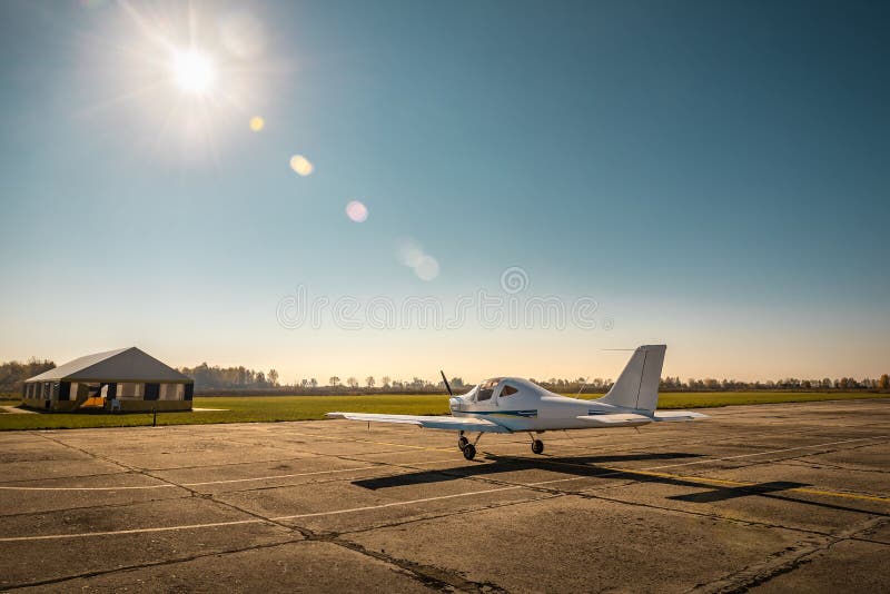 Single-engine Plane on the Airfield Stock Image - Image of transport ...