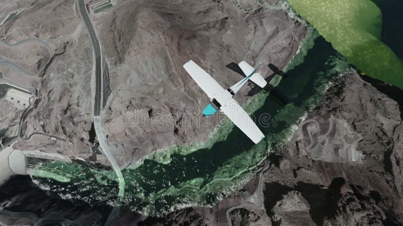 Single-engine Plane and Flying Over Dam at Daylight Stock Video - Video ...