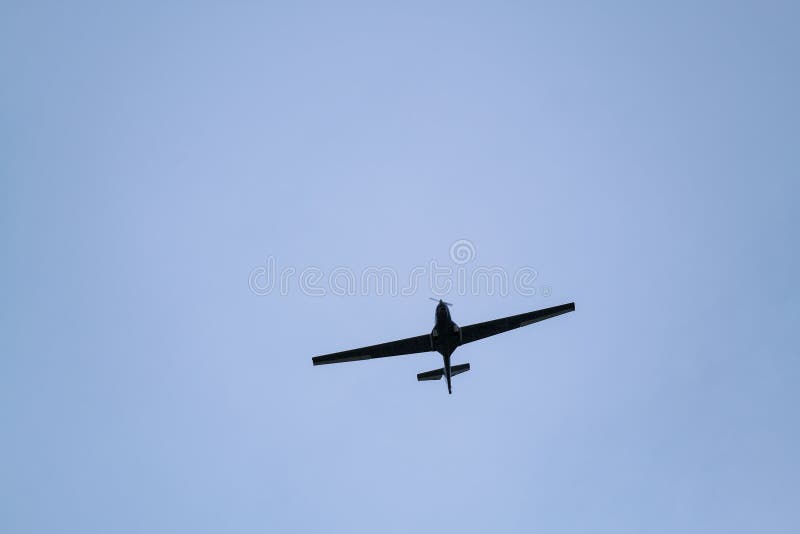 Single Engine Smaill Aircraft Turning in Mid Air Stock Photo - Image of ...
