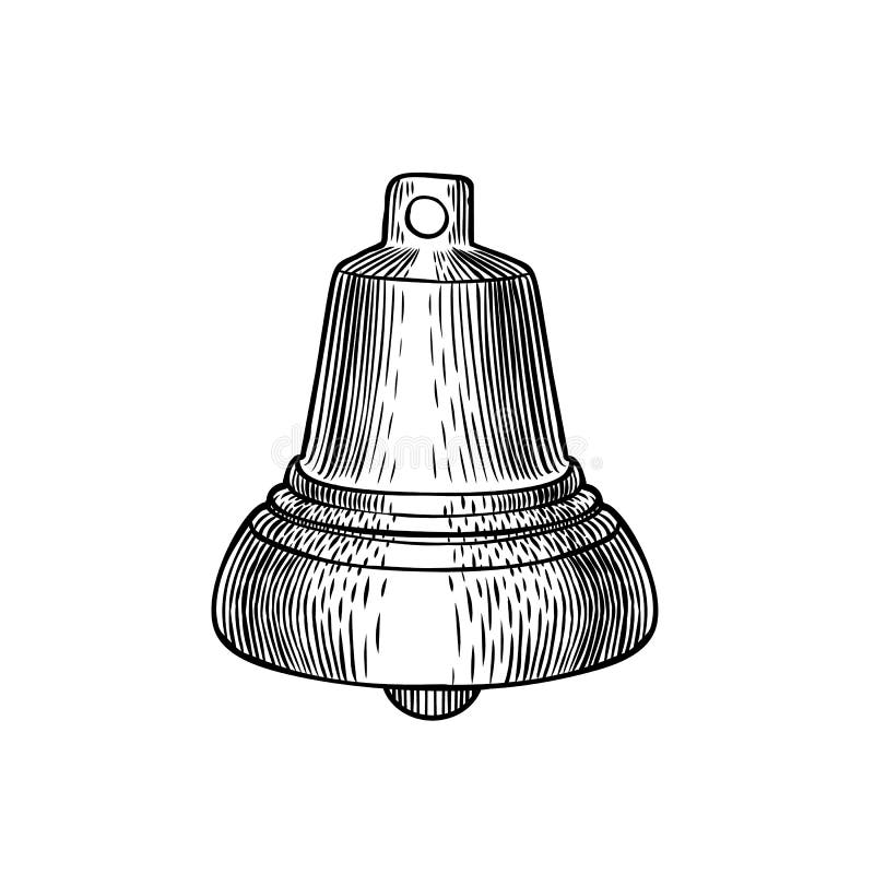 Single Engraved Bell with Bow Isolated on White Background Stock Vector ...