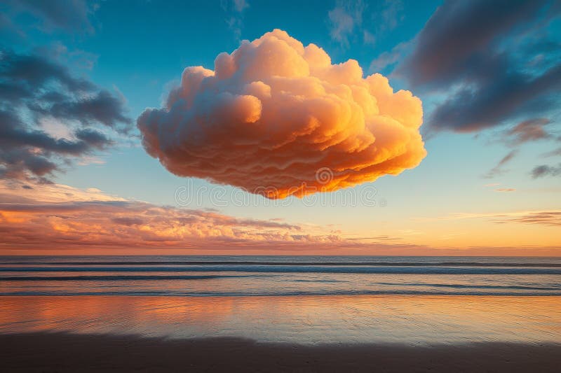 A Single, Enormous Inflatable Cloud Balloon, Fluffy and White, Hovering ...