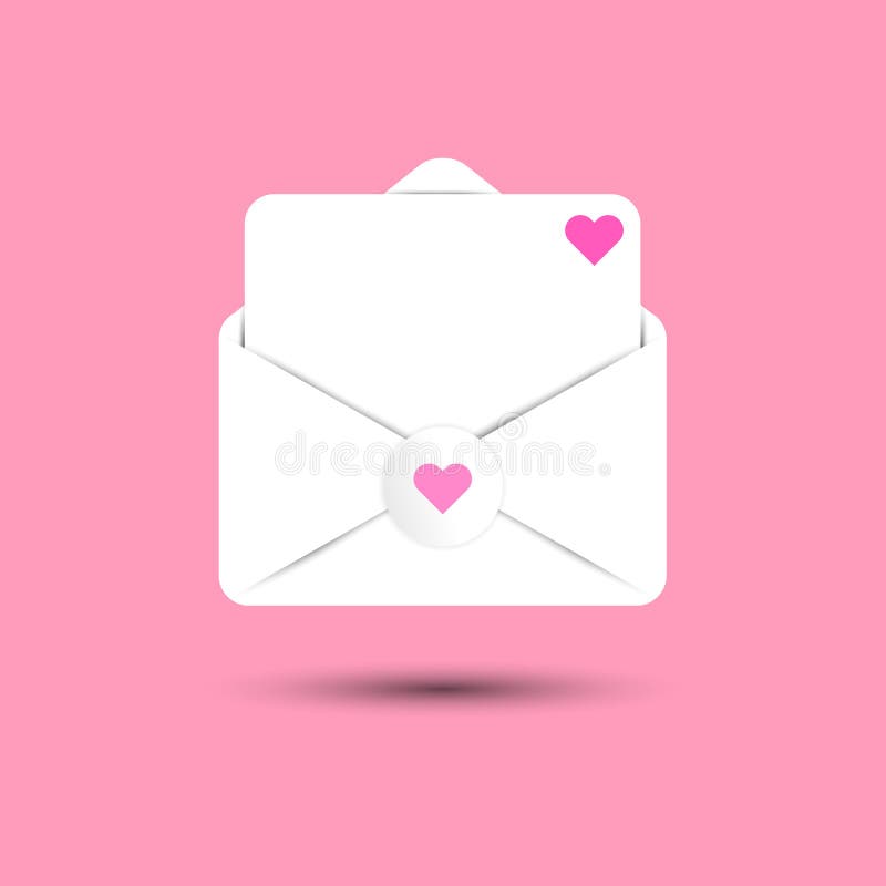Single Envelope with Letter Valentines Day. Pink Background. Vector ...