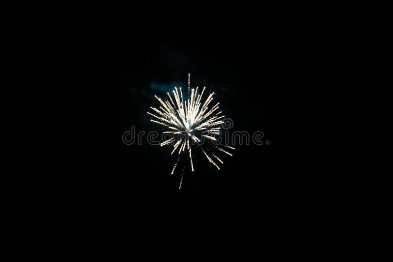 Single Explosion of One Firework in the Distance Stock Image - Image of ...