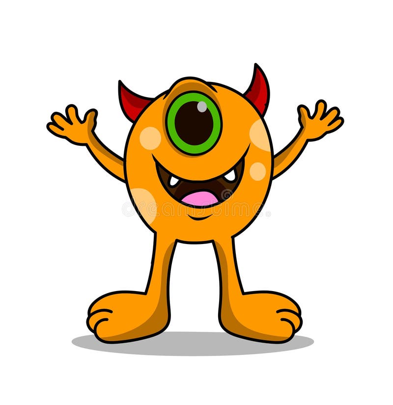 Single Eyed Cute Yellow Monster Vector Illustration Stock Vector ...