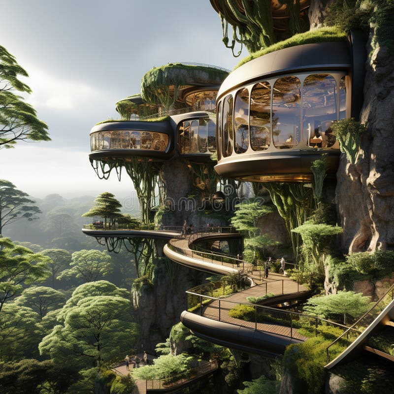 Single Family Home Structure on a Forest Cliff Architecture Landscape ...