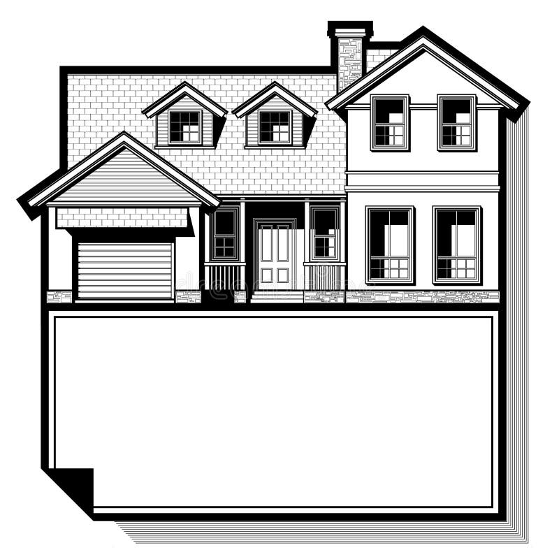 Single Family House , Drawing Stock Illustration - Illustration of ...