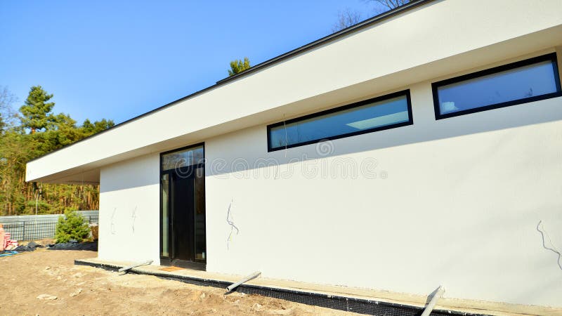 Single Family House Construction Site. Stock Image - Image of window ...