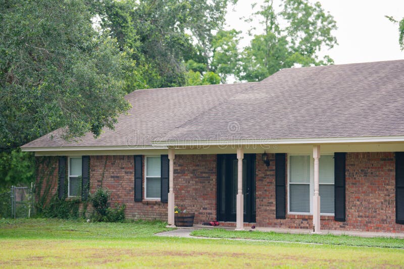 Single Family House Made of Bricks Stock Image - Image of lawn, family ...