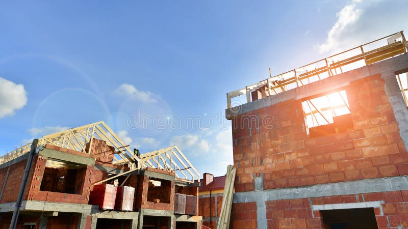 Single-family House Under Construction Stock Photo - Image of modern ...