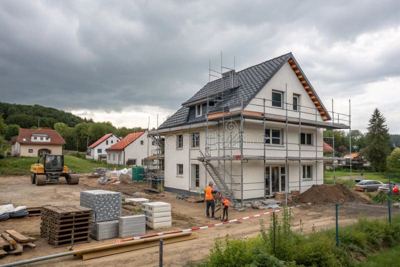 Construction Site of a Single-family House in Germany Stock ...