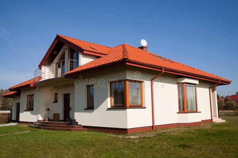 Single family white house stock image. Image of property - 16703609