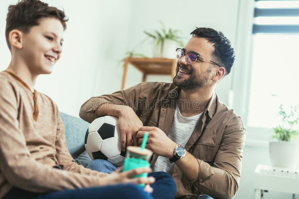 Single Father and Son Spending Time Together at Home Stock Photo ...