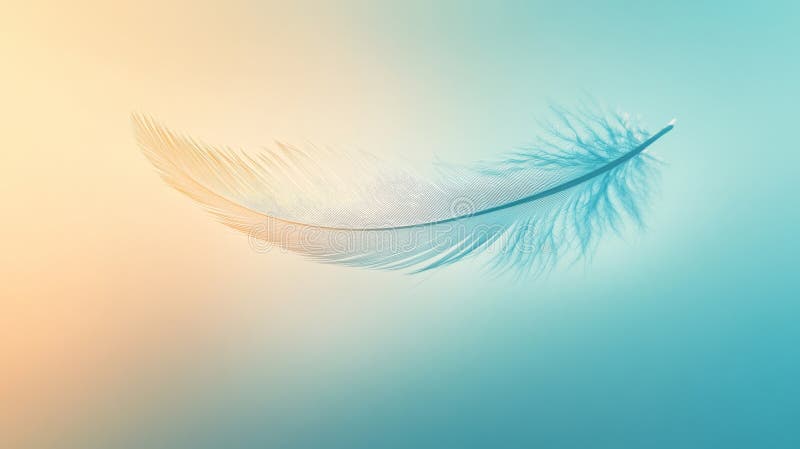 Single Feather Floating on Pastel Gradient Background, Delicate and ...