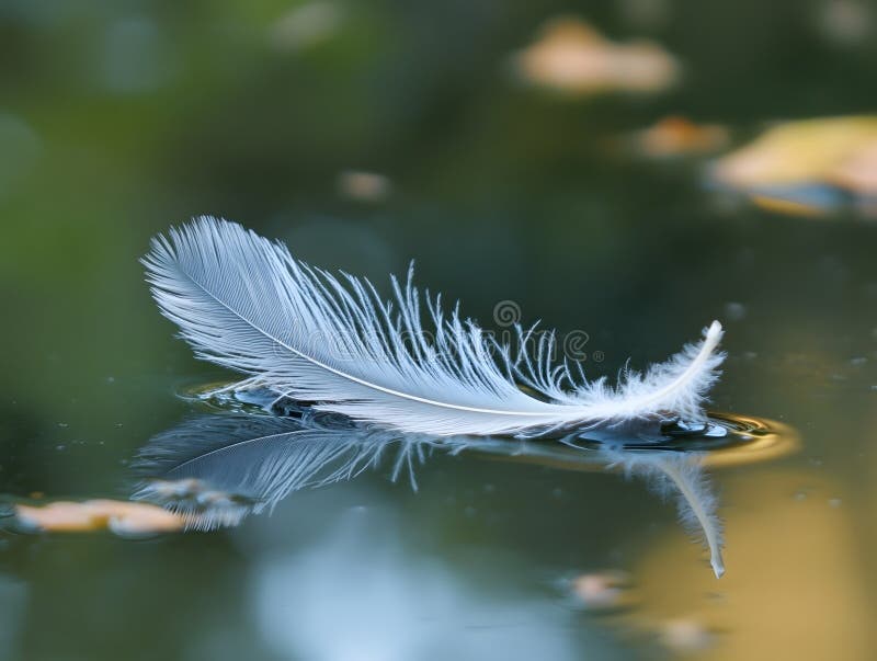 A Single Feather Resting on the Surface of Water Stock Illustration ...