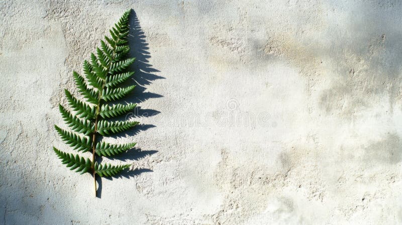 Single Fern Leaf on Light Grey Textured Background Stock Illustration ...