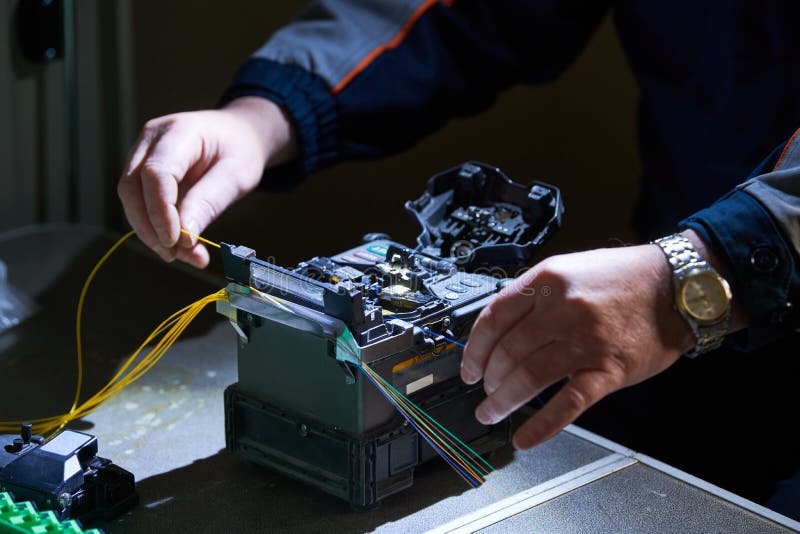 Single Fiber Fusion Splicer Welding Technology Work Stock Image - Image ...