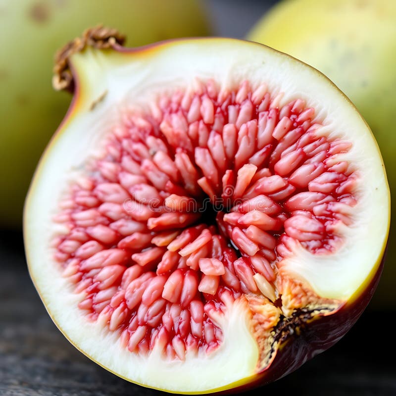 A Single Fig Cut Open To Show Its Intricate Red and Purple Interior ...