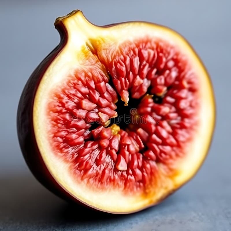 A Single Fig Cut Open To Show Its Intricate Red and Purple Interior ...