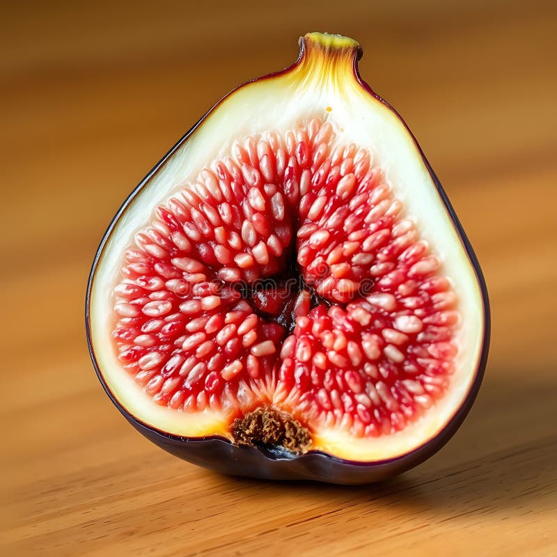 A Single Fig Cut Open To Show Its Intricate Red and Purple Interior ...