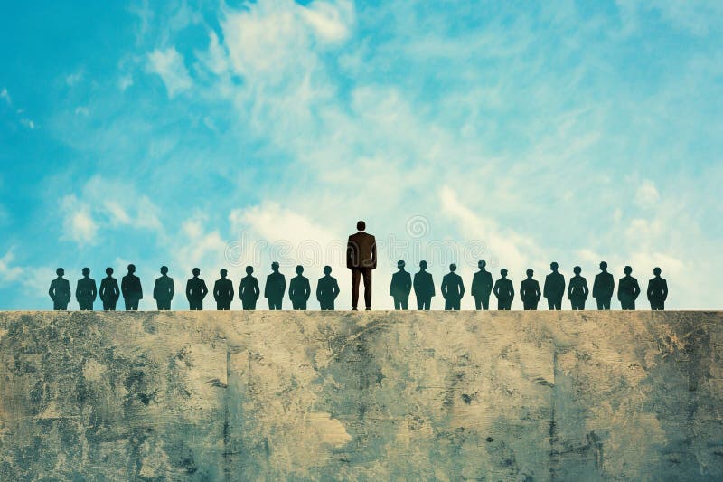 A Single Figure Elevating Above a Group on a Platform Symbolizing ...