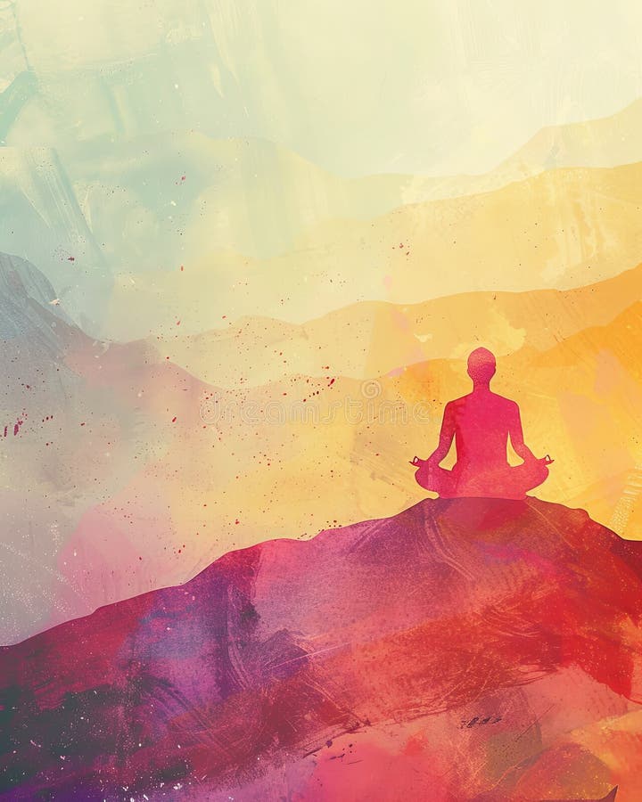 Peaceful Meditation Retreat in Breathtaking Mountain Landscape Stock ...