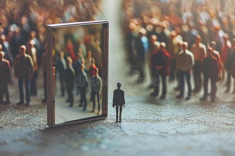 A Single Figure Standing in Front of a Mirror Reflecting a Leader among ...