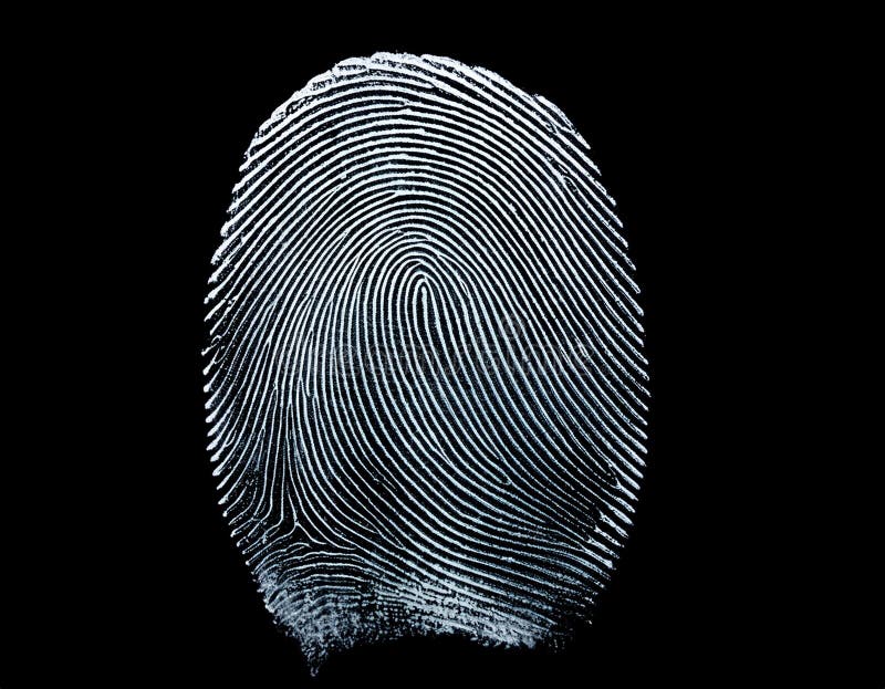 White Translucent Fingerprint on Black Background Stock Illustration ...