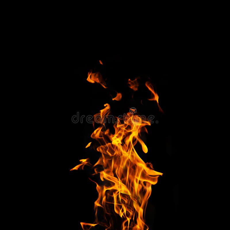 Single Fire Flame on Black Background Stock Image - Image of detonation ...