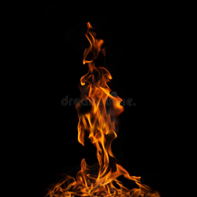 Single Fire Flame on Black Background Stock Photo - Image of banner ...