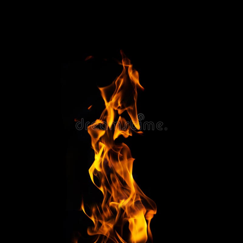 Single Fire Flame on Black Background Stock Image - Image of detonation ...