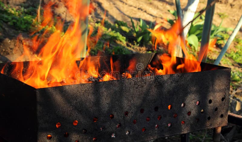Single Fire and Flames Away Stock Image - Image of flame, barbecue ...