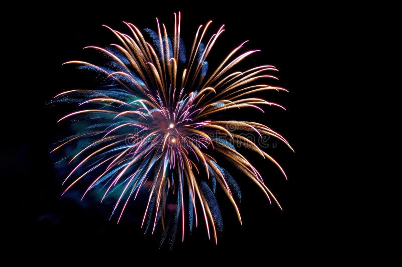 Colorful Fireworks Exploding in the Night Sky Stock Illustration ...