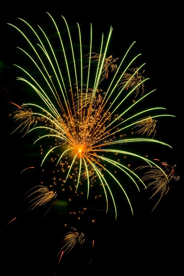 Single Firework with a Green Burst. Stock Image - Image of july, burst ...