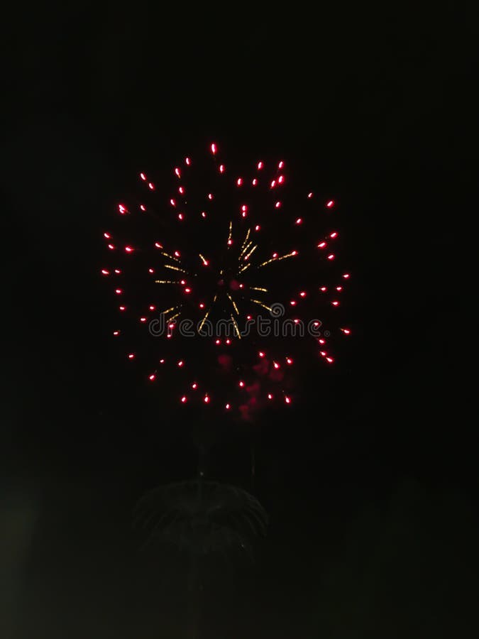 Single Fireworks Light Up the Sky with Colorful Splashes Stock Photo ...