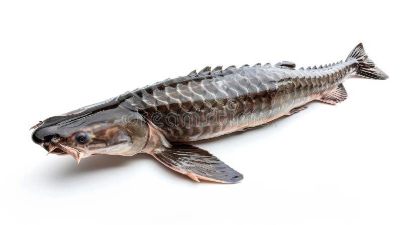 A Single Fish Lying Down on a White Surface Stock Illustration ...