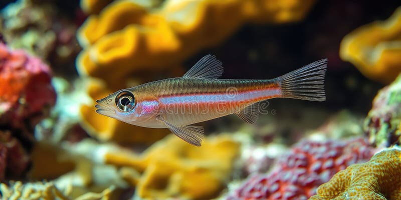 A Single Fish Swimming in Calm Water Stock Image - Image of swimming ...