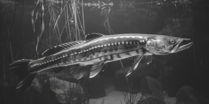 A Single Fish Swimming in Clear Water with Seaweed and Coral Stock ...
