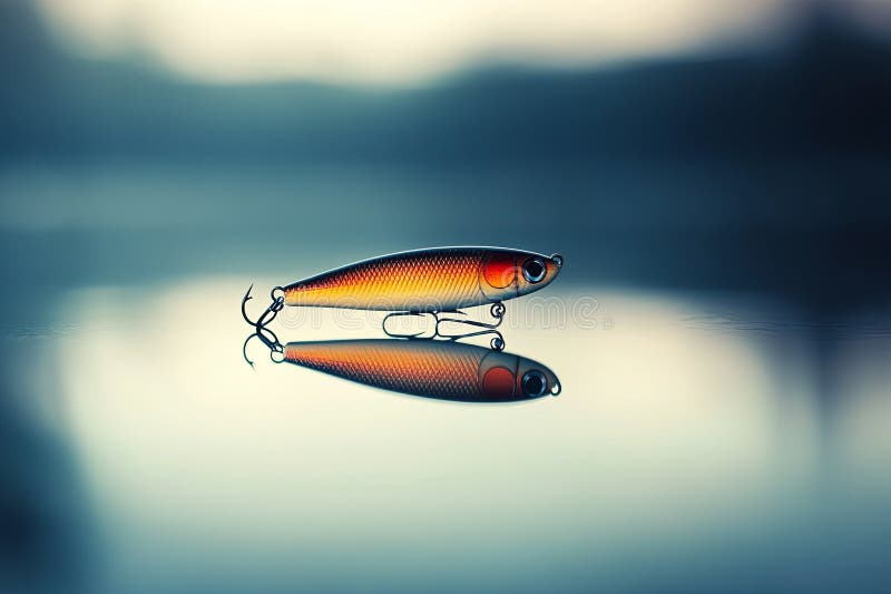 A Single Fishing Lure Reflecting Soft Natural Light on a Neutral Stock ...